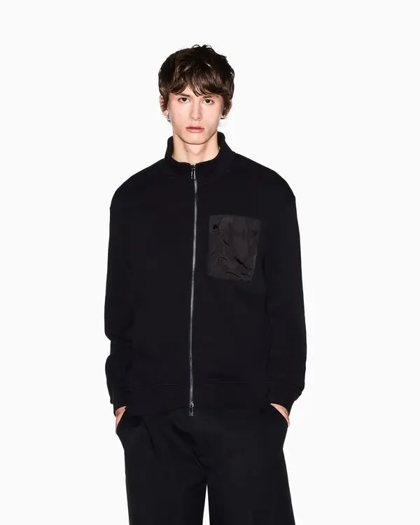 Armani Exchange Full-zip Sweatshirt With Chest Pocket