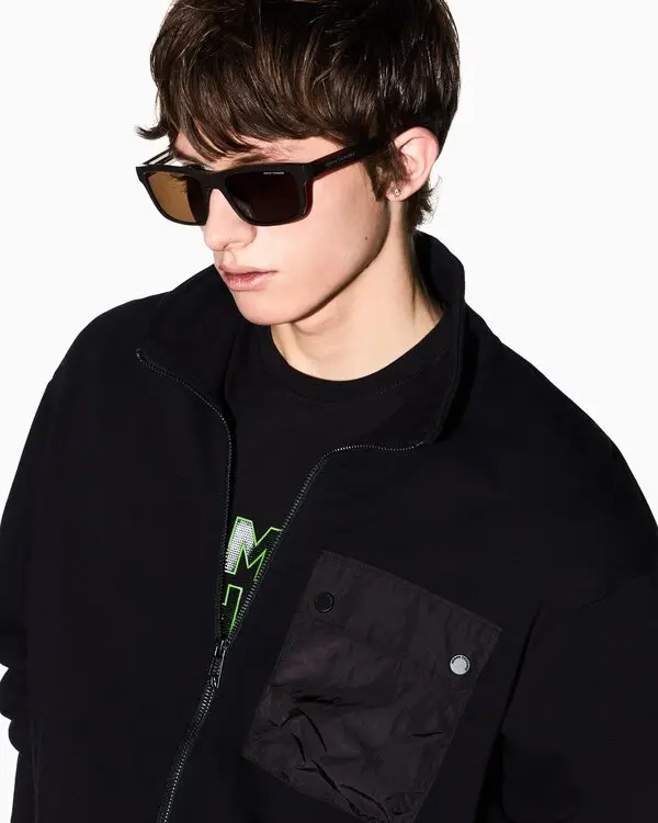 Armani Exchange Full-zip Sweatshirt With Chest Pocket