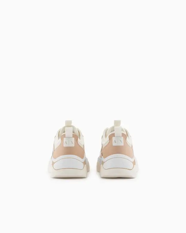 Armani Exchange Urban Mesh And Microsuede Sneakers - Beige