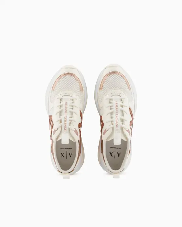 Armani Exchange Mesh And Microsuede Sneakers