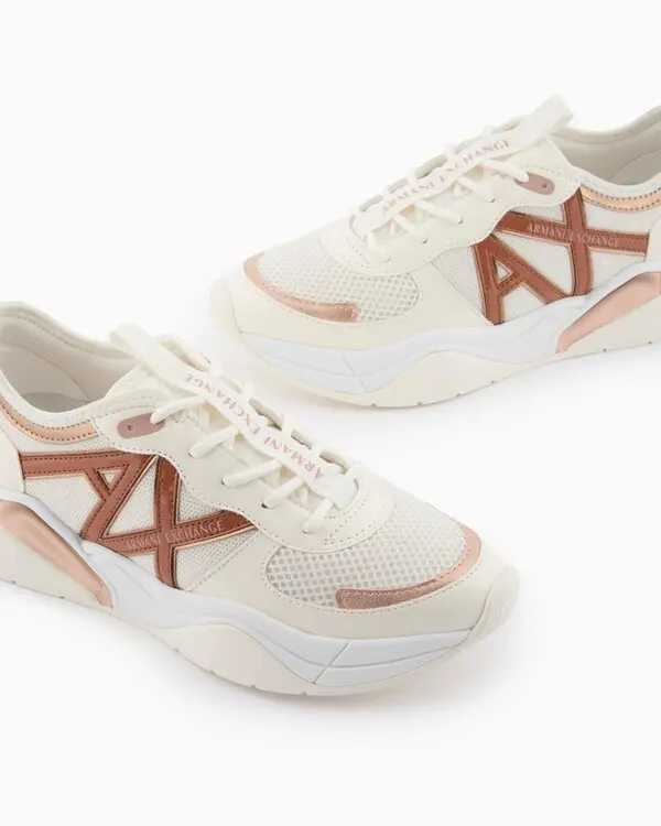 Armani Exchange Mesh And Microsuede Sneakers