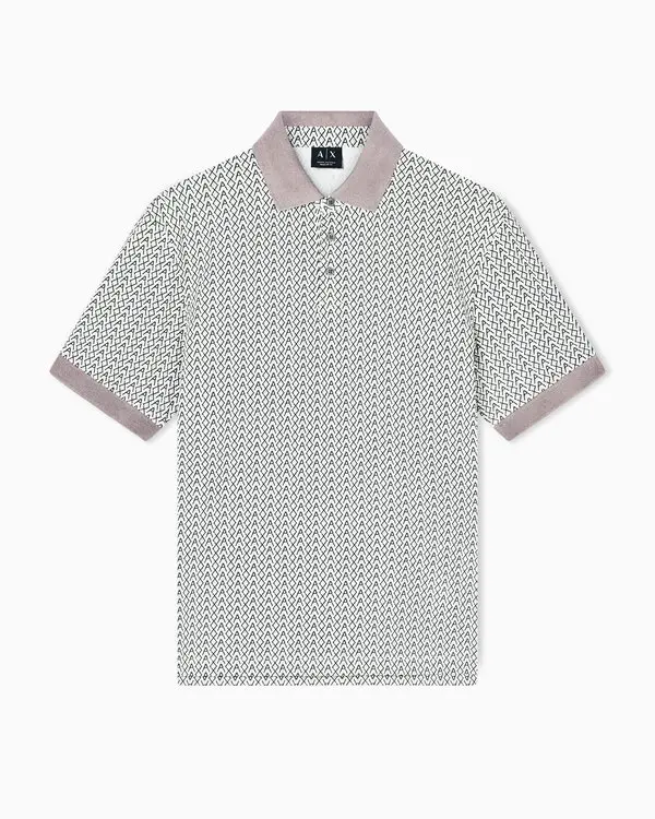 Armani Exchange Piquet Polo With Allover Logo