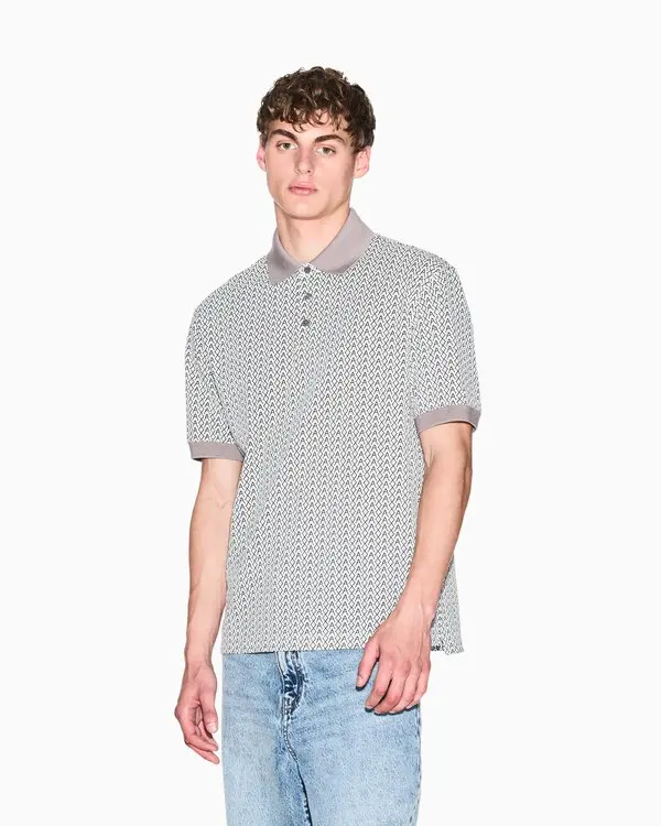 Armani Exchange Piquet Polo With Allover Logo