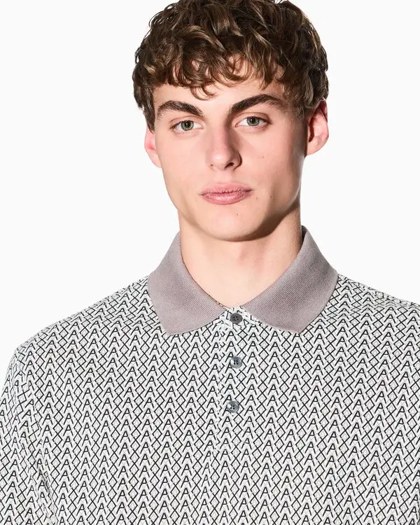 Armani Exchange Piquet Polo With Allover Logo