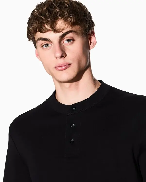 Armani Exchange Slim-fit Short-sleeved Cotton Polo Shirt - Black