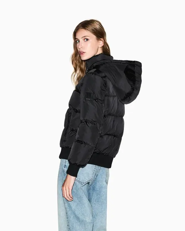 Armani Exchange Down Jacket In Downproof Nylon - Black