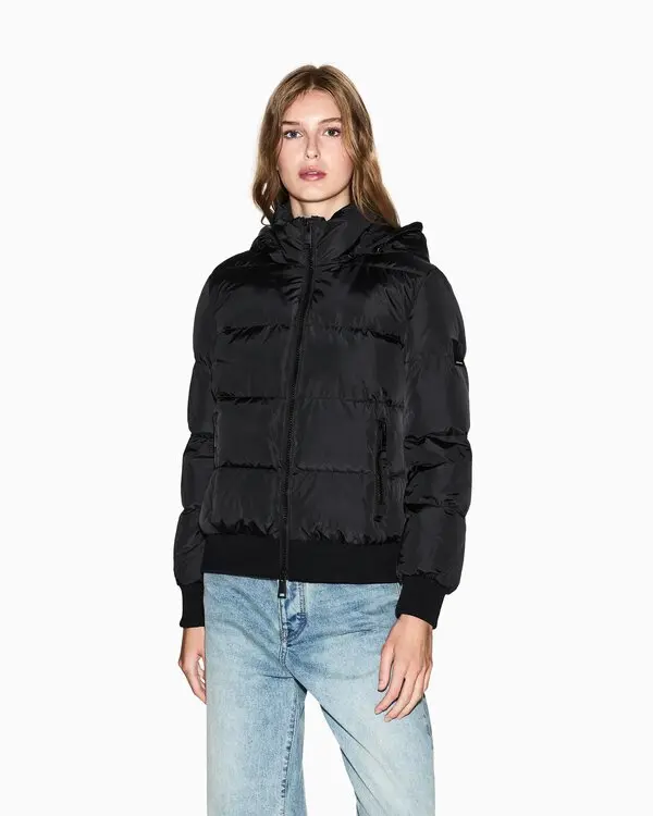 Armani Exchange Down Jacket In Downproof Nylon - Black