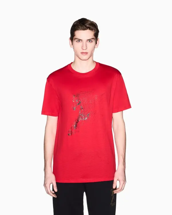 Armani Exchange Regular Fit Mercerized Cotton Jersey T-shirt With Horse