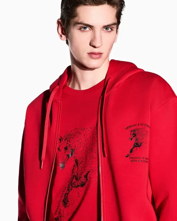 Armani Exchange Regular Fit Mercerized Cotton Jersey T-shirt With Horse