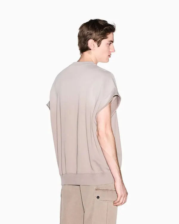 Armani Exchange Short-sleeved Crewneck Sweatshirt With Used Effect And Logo