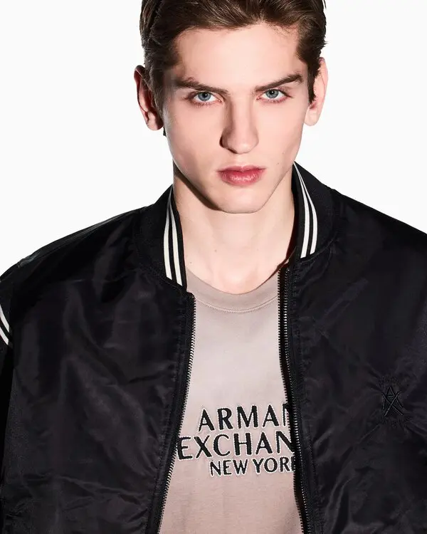 Armani Exchange Regular Fit T-shirt In Used Effect Jersey With Logo - Beige