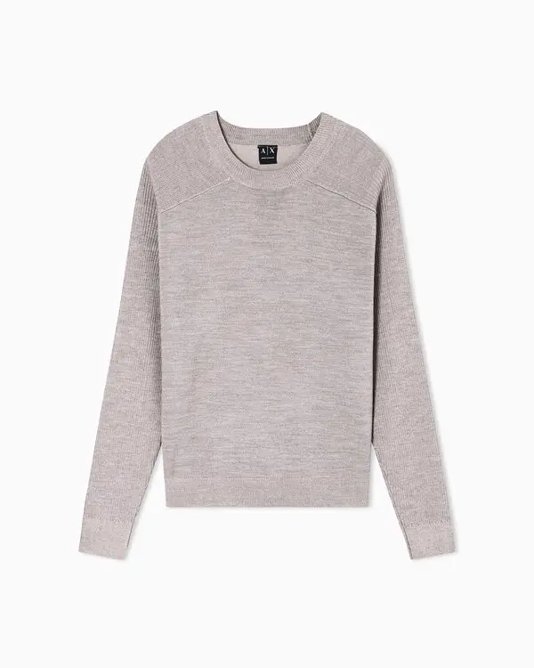 Armani Exchange Crew Neck Sweater With Shoulder Detail - Beige