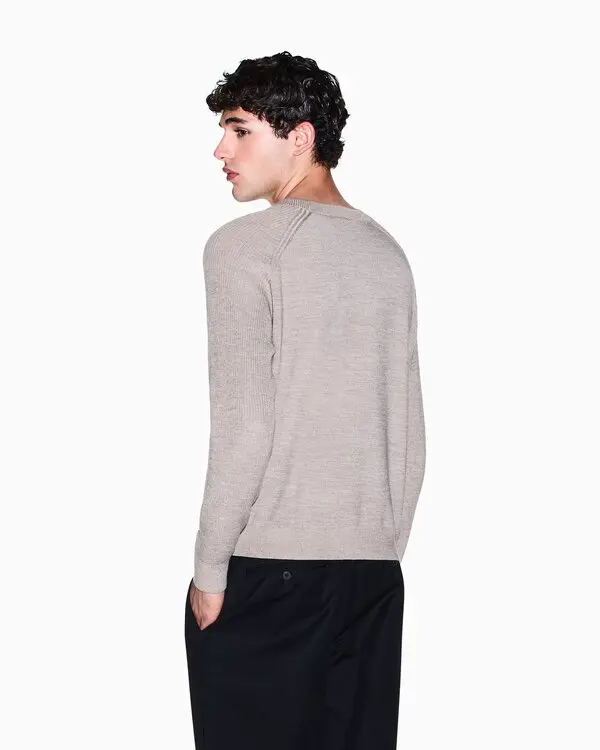 Armani Exchange Crew Neck Sweater With Shoulder Detail - Beige