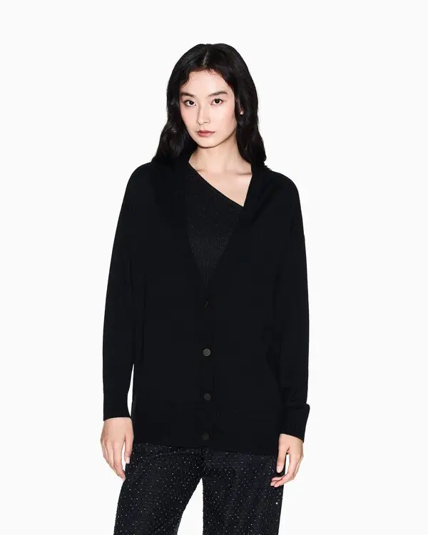 Armani Exchange Oversized Wool Blend Cardigan