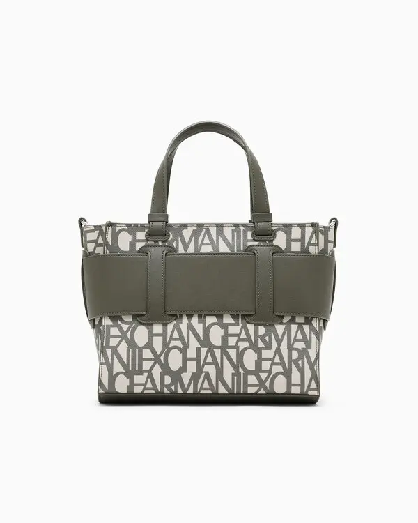 Armani Exchange Shopping Bag With Monogram - Green