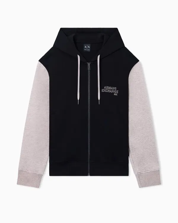Armani Exchange Bonded Stretch Cotton Zip-up Sweatshirt