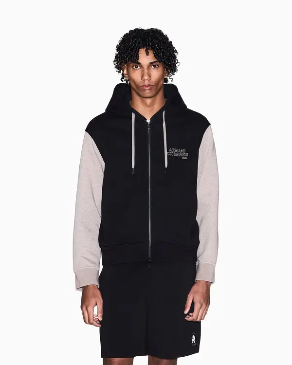 Armani Exchange Bonded Stretch Cotton Zip-up Sweatshirt