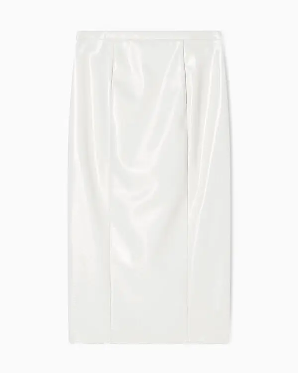 Armani Exchange Long Wet Look Vinyl Skirt - White