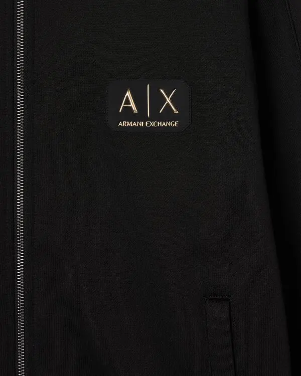 Armani Exchange Zip-up Hoodie With Gold Patch