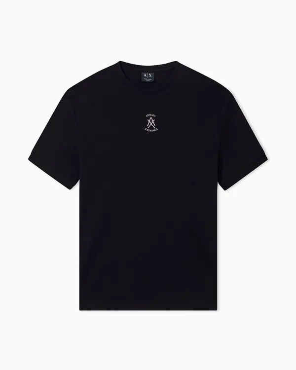 Armani Exchange Slim-fit T-shirt In Ribbed Cotton - Black