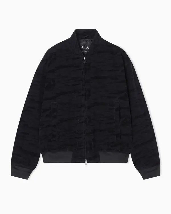 Armani Exchange Blouson In Jacquard Denim Fabric