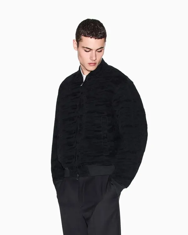 Armani Exchange Blouson In Jacquard Denim Fabric