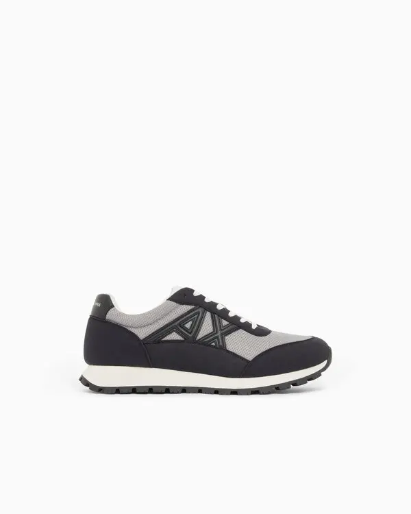 Armani Exchange Sneakers In Mesh And Microsuede - Grey