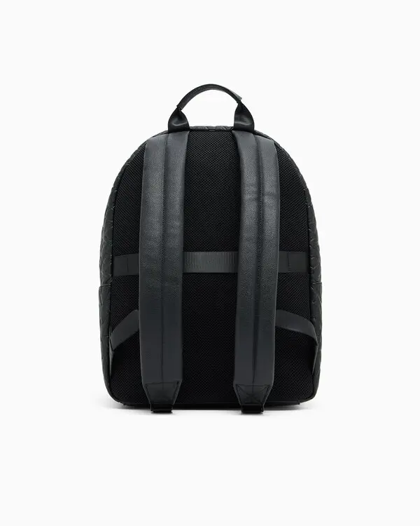 Armani Exchange Backpack With Embossed Pattern And Front Zip Pocket