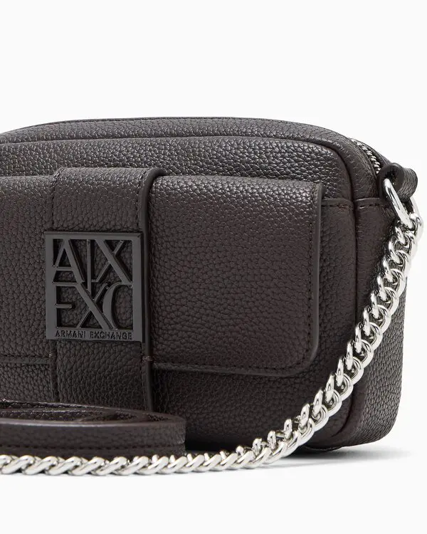 Armani Exchange Camera Case Messenger Bag In Coated Fabric - Brown