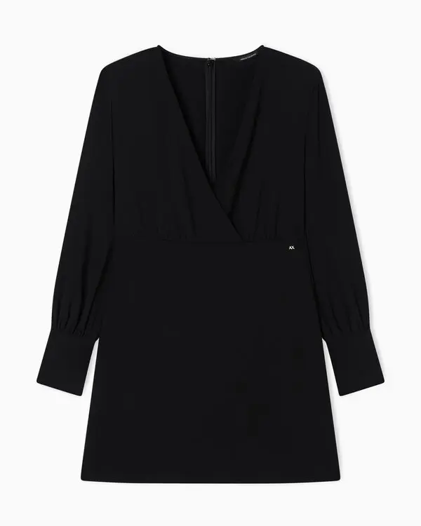 Armani Exchange Short Twill Dress With Gold Detail On The Cuffs - Black