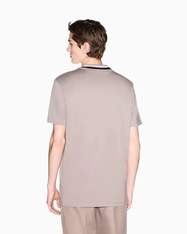 Armani Exchange Regular Fit T-shirt With Contrasting Profile - Beige