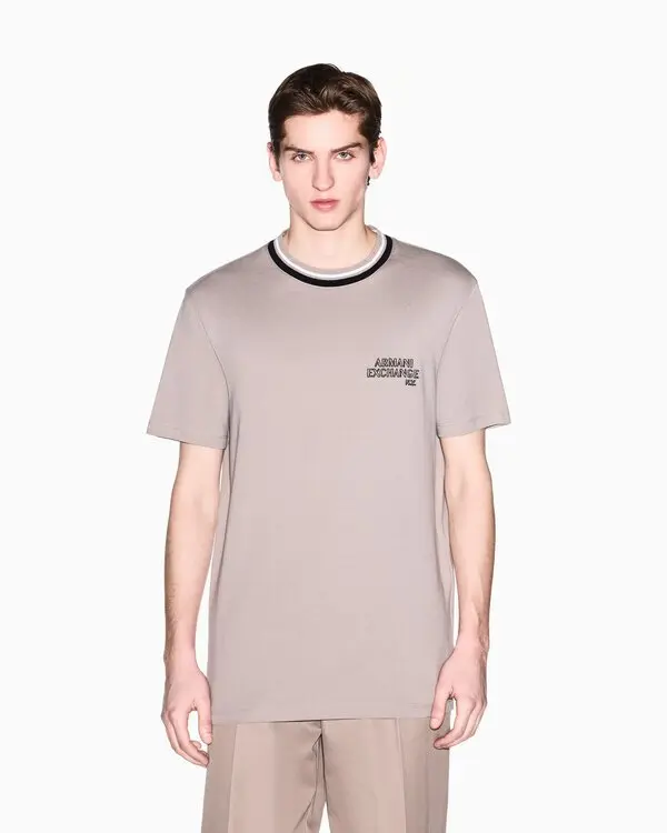 Armani Exchange Regular Fit T-shirt With Contrasting Profile - Beige