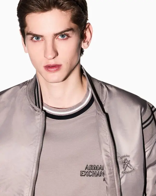 Armani Exchange Regular Fit T-shirt With Contrasting Profile - Beige