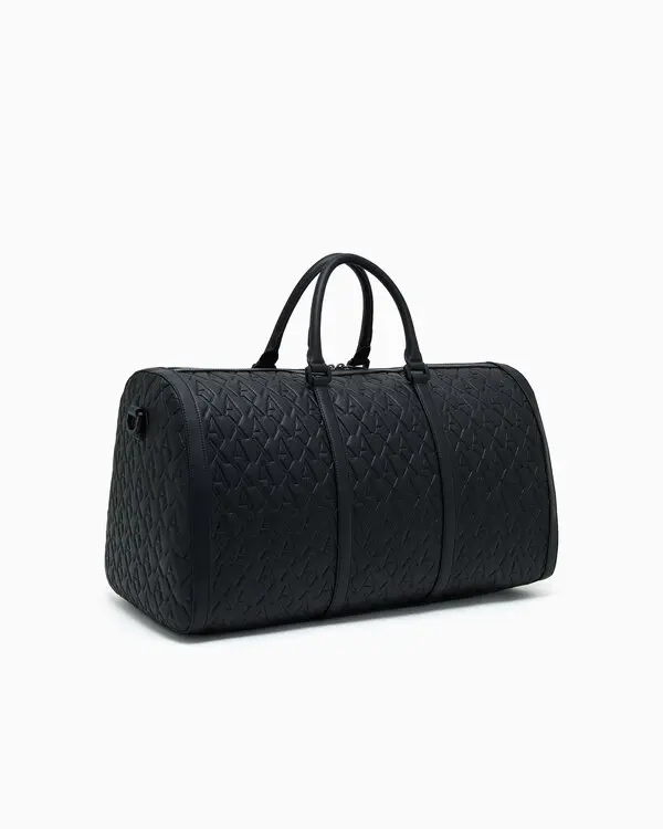 Armani Exchange Duffel Bag With An Embossed Pattern And A Shoulder Strap