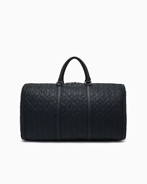 Armani Exchange Duffel Bag With An Embossed Pattern And A Shoulder Strap