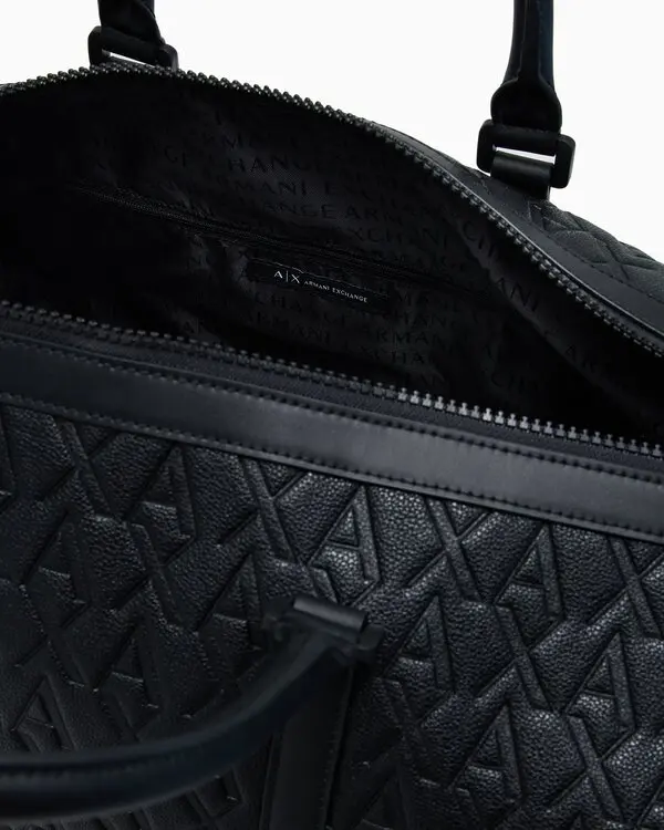 Armani Exchange Duffel Bag With An Embossed Pattern And A Shoulder Strap