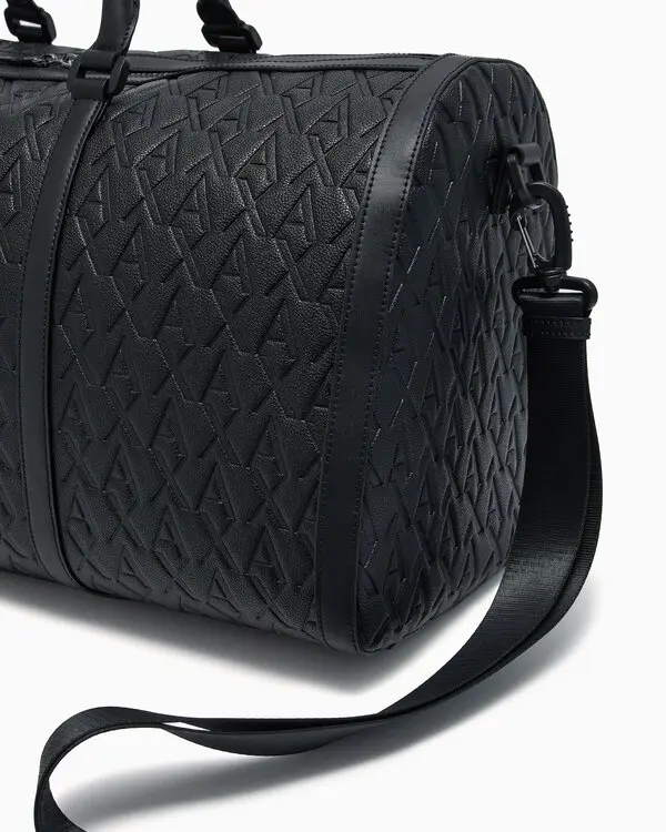Armani Exchange Duffel Bag With An Embossed Pattern And A Shoulder Strap