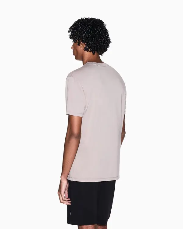 Armani Exchange Regular Fit T-shirt With Contrasting Band And Logo - Beige