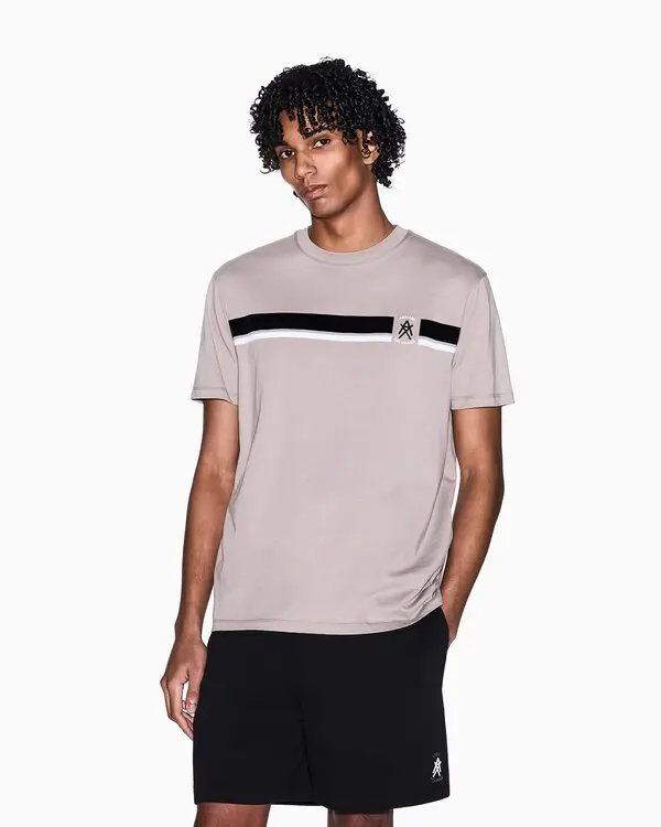 Armani Exchange Regular Fit T-shirt With Contrasting Band And Logo - Beige