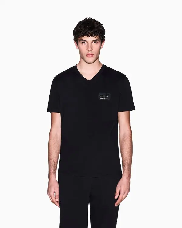 Armani Exchange Regular Fit T-shirt With Logo Patch - Black