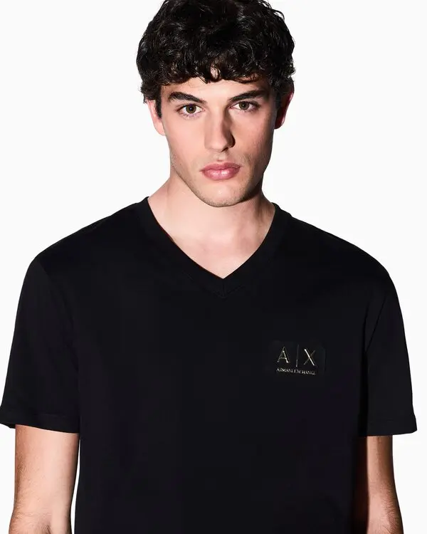 Armani Exchange Regular Fit T-shirt With Logo Patch - Black