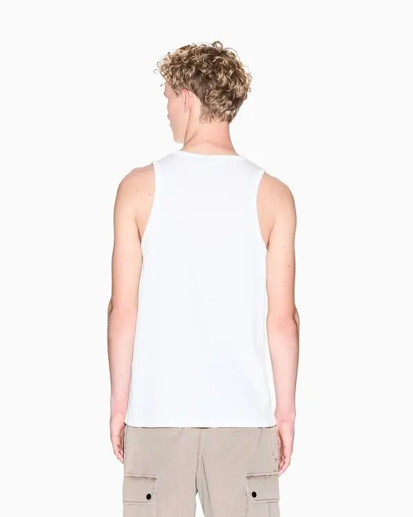 Armani Exchange Ribbed Tank Top With Logo - White