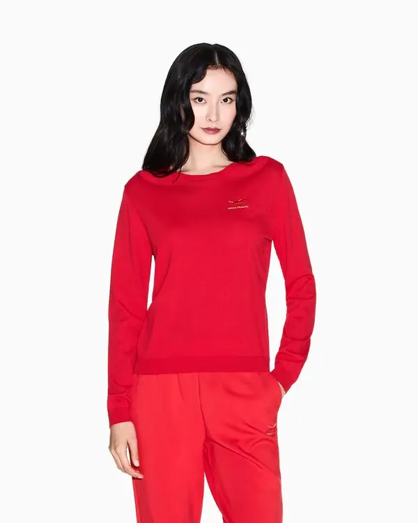 Armani Exchange Recycled Viscose Sweater With Horse Embroidery