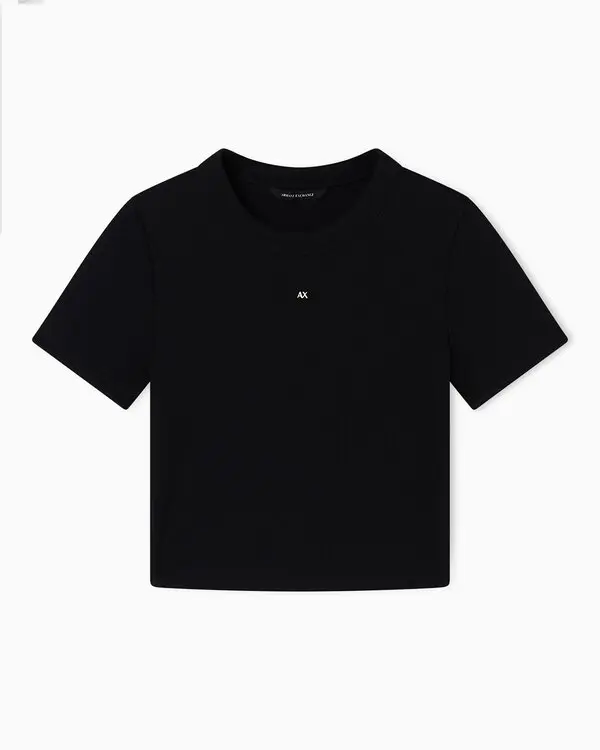 Armani Exchange Cropped T-shirt With Logo - Black