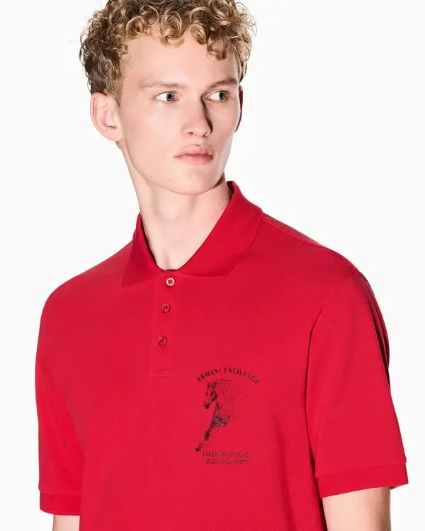Armani Exchange Classic Cotton Pique Polo With Horse