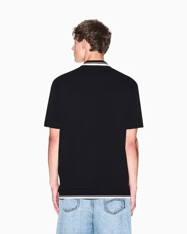 Armani Exchange Regular Fit Cotton Pique Polo Shirt - Black