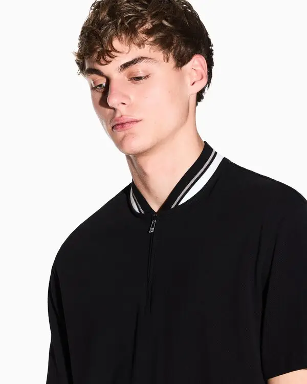 Armani Exchange Regular Fit Cotton Pique Polo Shirt - Black