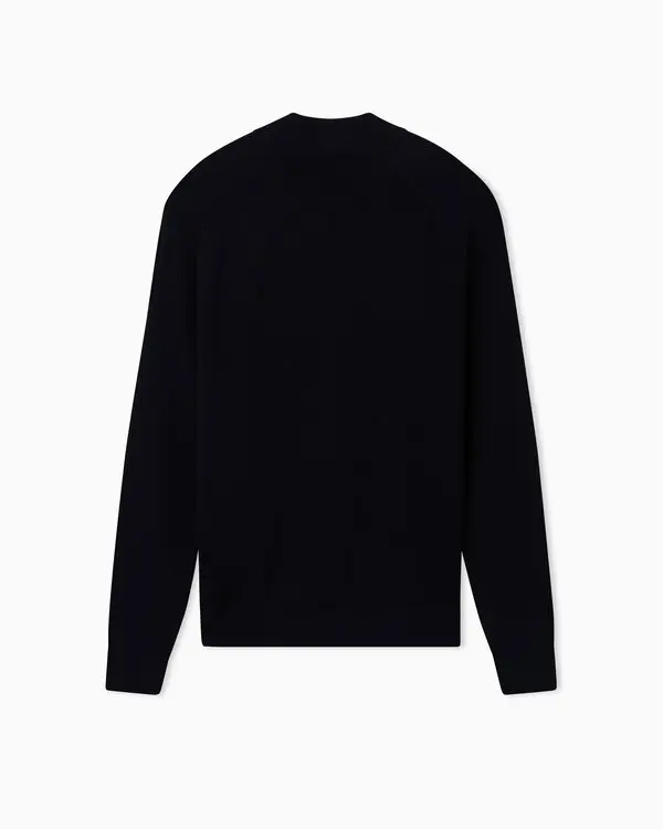 Armani Exchange Cotton And Wool Cardigan With Ribbed Knitting