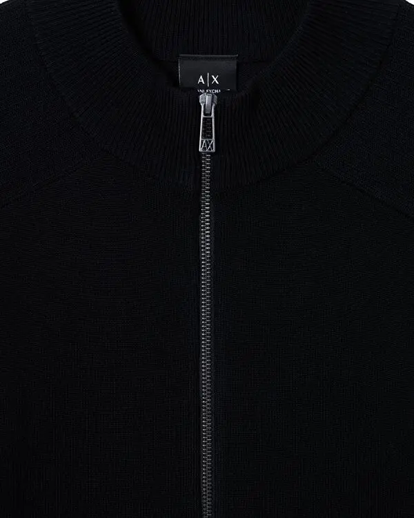 Armani Exchange Cotton And Wool Cardigan With Ribbed Knitting