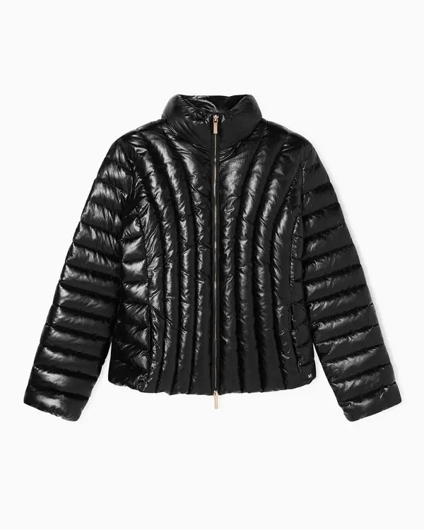 Armani Exchange Recycled Foil Padded Jacket With Metallic Effect